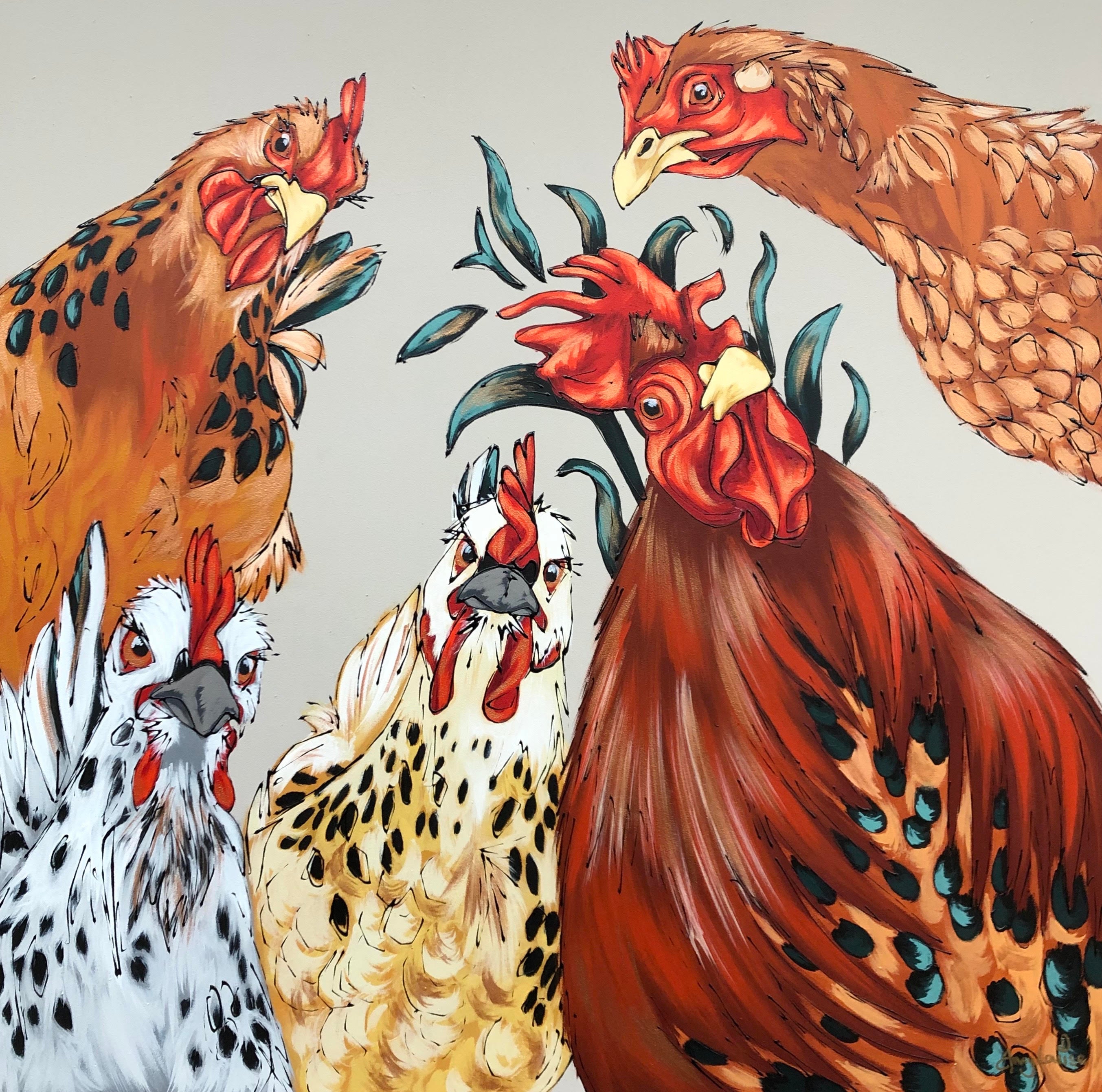Amy Louise Hen Pecked Original - The Acorn Gallery, Pocklington
