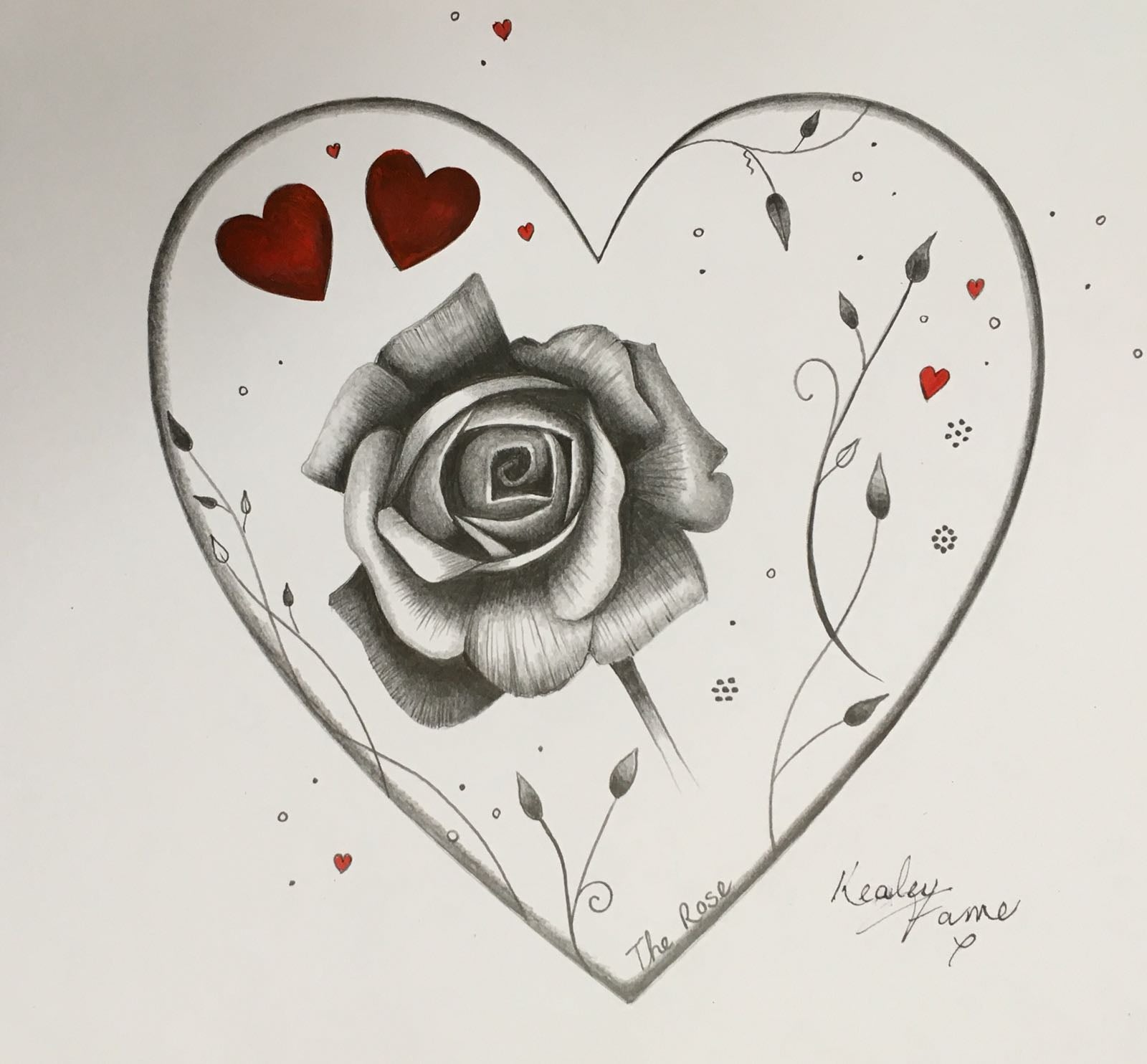 The Rose Original Sketch by Kealey Farmer SOLD by The Acorn Gallery