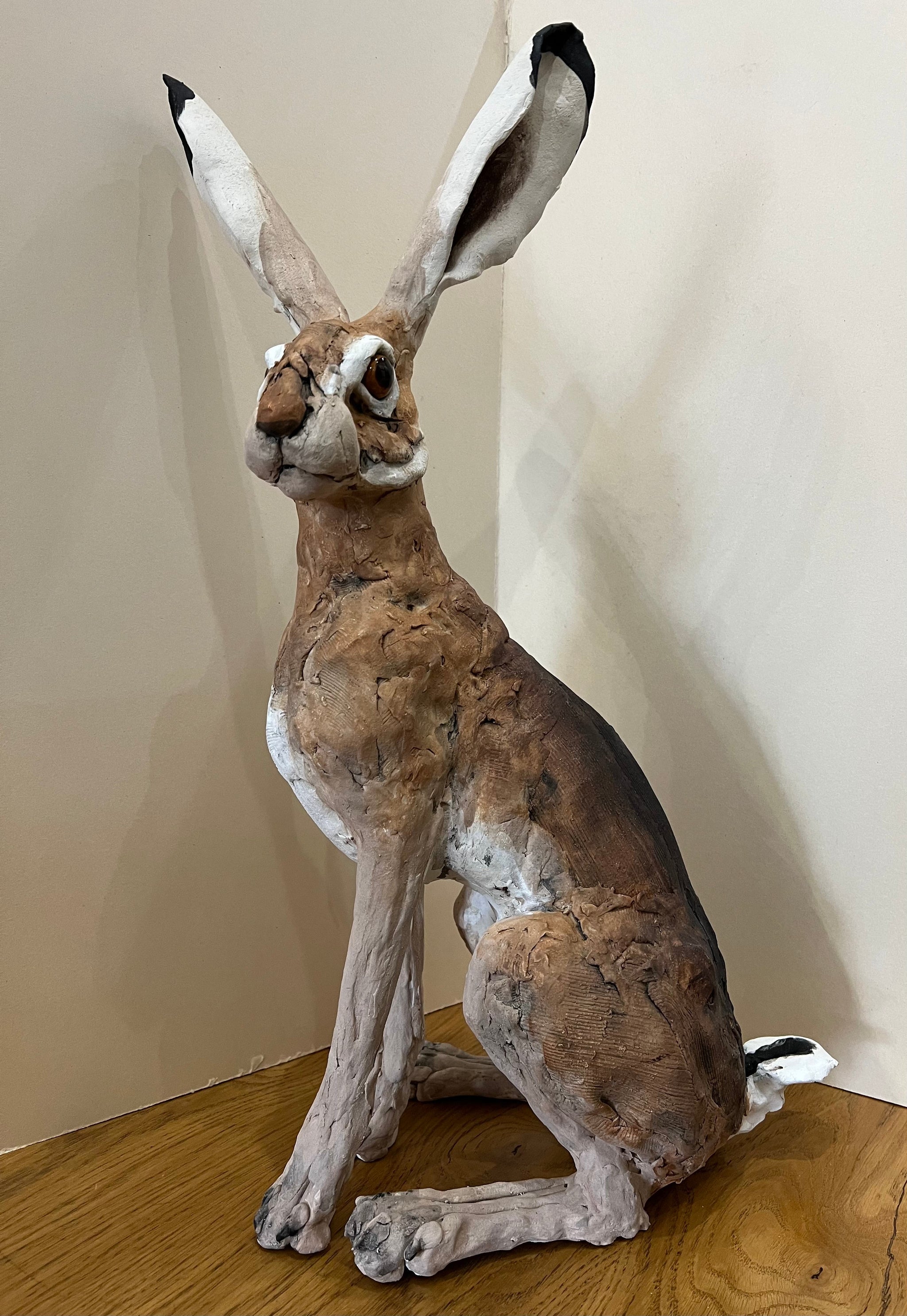 Louise Brown Sitting Hare Original Sculpture - The Acorn Gallery