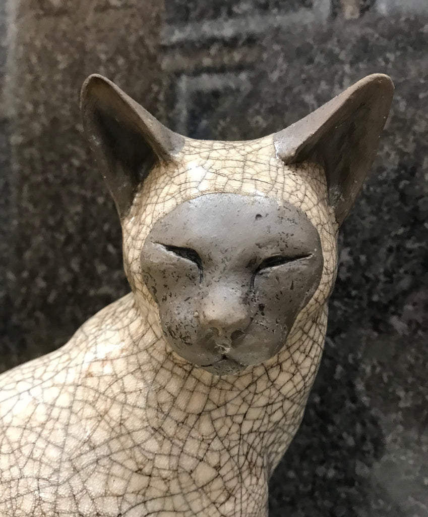 Large Sitting Cat Raku Sculpture by Paul Jenkins - The Acorn Gallery ...