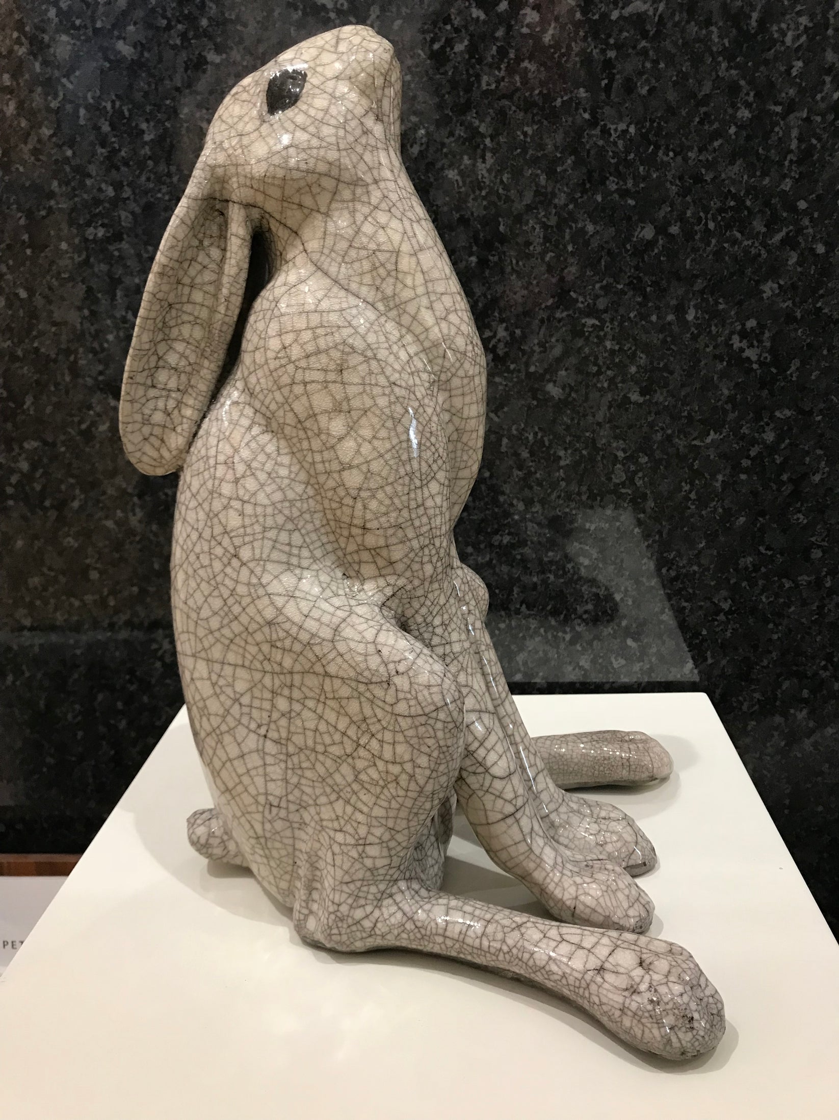 Large Moongazer Hare Raku Sculpture by Paul Jenkins -The Acorn Gallery